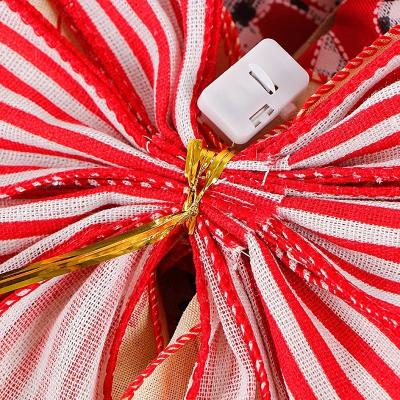 China 15cm*15cm MSD Christmas Tree Decorative Large Burlap Bows With Colored Lamp Ribbon bow for sale