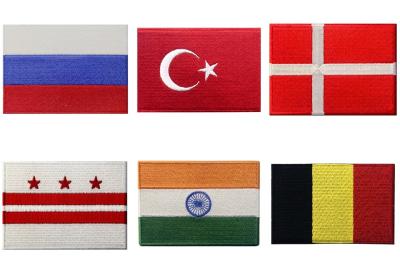 Cina Distintivo dell'abbigliamento tessuto cotone a 3*2 pollici della toppa 120D del Velcro della bandiera americana in vendita