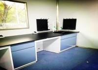 China C Frame Steel Lab Bench High Durability Solid Phenolic Worktop Integrated Design for sale
