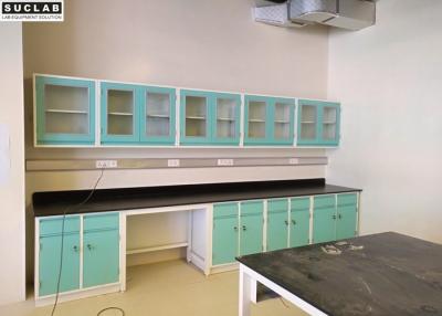 China Customized Chemistry Lab Furniture ,  Laboratory Wall Bench With Reagent Rack for sale