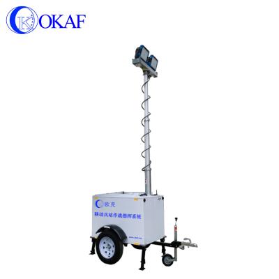 China Mobile Surveillance Camera Trailer Telescopic Mast With 2000W Generator for sale