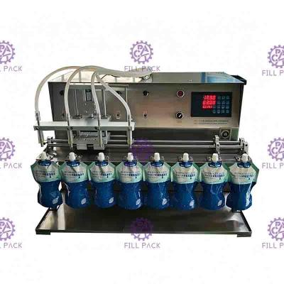 China Semi Automatic Stand Up Pouch Water Filling Machine Desktop 10 Nozzles Juice Milk for sale