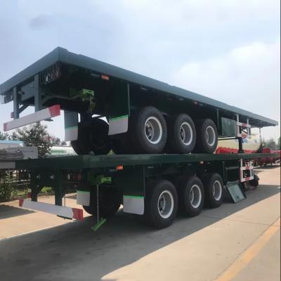 China Customizable 3 Axle 40 Ft Semi Truck Trailer Flatbed Container Semi Trailer With Headboard for sale