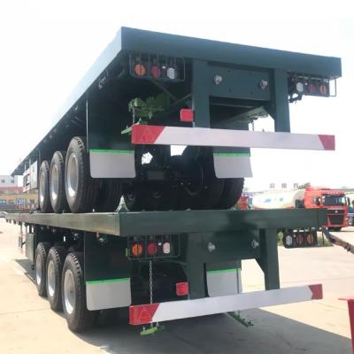 China Customizable 3 Axle 40 Ft Semi Truck Trailer Flatbed Container Semi Trailer With Headboard for sale