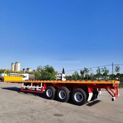 China 3-Axis / 4-Axis / 5-Axis 40-Foot Carbon Steel Aluminum Container Transport Flat Plate Semi-Trailer Original Tires (12R20) for sale
