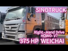 Rechtse stuur SINOTRUCK Howo 375 Tipper Truck Euro 3 21-30T Capaciteit 2 Terugschakeling