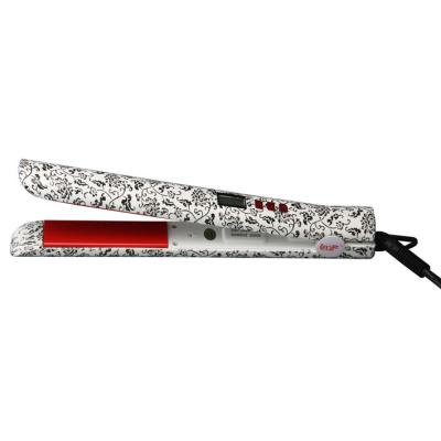 China LCD black printing flowerhigh speed heat hair straightener iron for sale