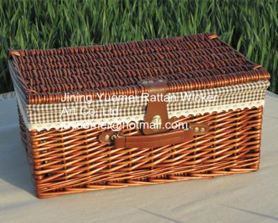 China wicker storage basket with cover mat for sale