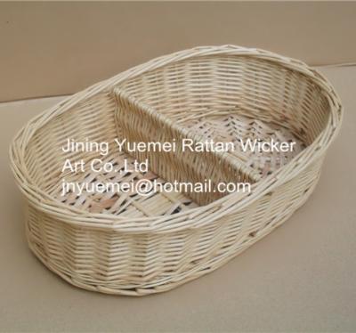 China 2016 wicker makeup storage basket 2 partitions for sale