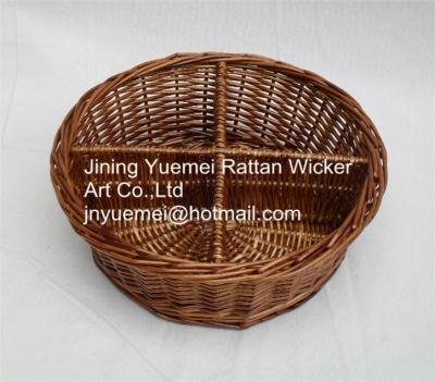 China 2016 new round shape wicker makeup storage basket 4 partitions for sale