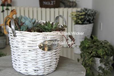 China 2016 new style wicker garden baskets round shape willow garden plants basket with handle for sale