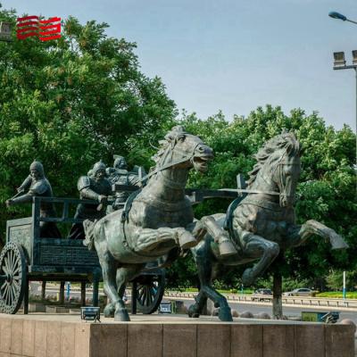 China Regionaal kenmerk gegoten koperen beeldhouwwerk van Chinese bronzen wagen voor stedelijk landschap Te koop