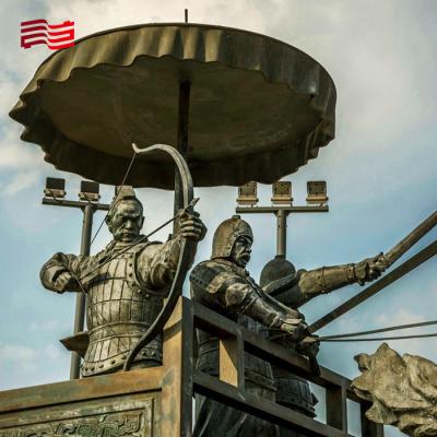 China Regionaal kenmerk gegoten koperen beeldhouwwerk van Chinese bronzen wagen voor stedelijk landschap Te koop