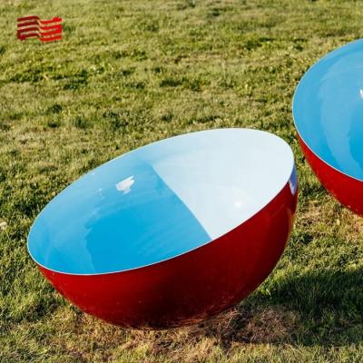 Cina Art Decoration Singing Bowl Cerulean Sky Medium Blue Scultura esterna in acciaio inossidabile in vendita