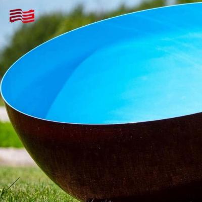 Cina Art Decoration Singing Bowl Cerulean Sky Medium Blue Scultura esterna in acciaio inossidabile in vendita