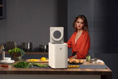 중국 2.5L 투명 스카이라이트 및 타이머 모니터링 기능, 아치형 테두리 디자인의 주방 퇴비통 판매용