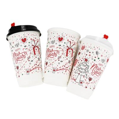 China One time Christmas New Year celebrating red paper coffee milk tea cup for sale
