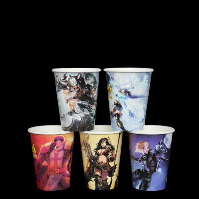 China One-time hero League paper cup thickened net bar milk tea cup with lids for sale
