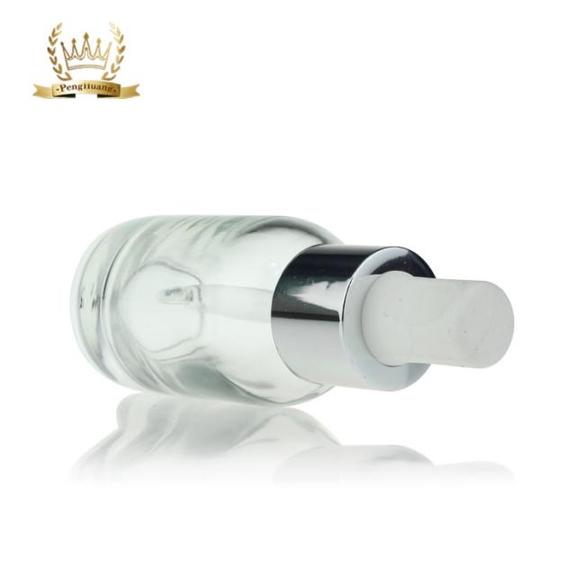 Cosmetic Empty Clear Frosted Dropper Round Serum 50ml Glass Bottle