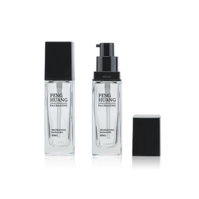 중국 30ml 리퀴드 파운데이션 유리 펌프 병 화장용 패키지 핫 스탬핑 판매용
