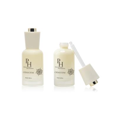 China Customized Logo 30ml Round Empty Glass Serum Dropper Bottles With Silk Screen Printing for sale