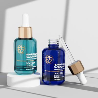 China 30ml Round Glass Serum Dropper Bottles For Hair Care Essential Oil for sale