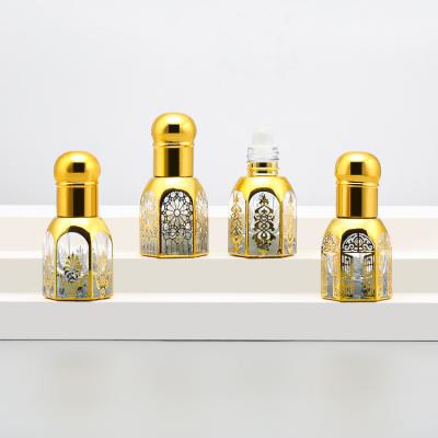 China Luxury Cosmetic Packaging Glass Roll On Bottles With Gold Cap Perfume Roll Container for sale