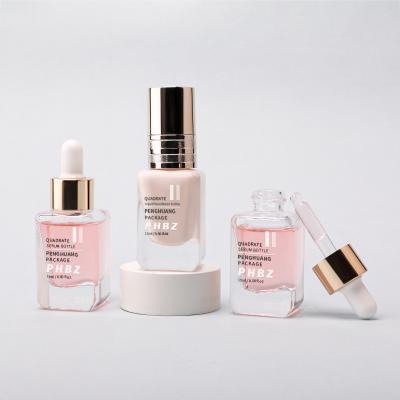 China Serum Hair Oil Bottles15ml Cosmetic Packaging Square Liquid Foundation Bottles for sale