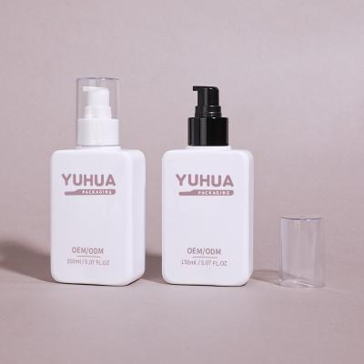 China 150ml Flat Square PET Plastic Pump Bottle Customized for Shampoo and Lotion with MOQ 10,000PCS for sale