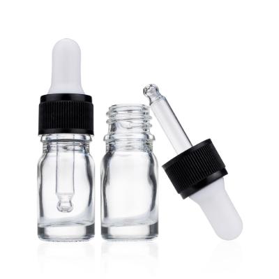 China Gold Dropper 5ml Oil Dropper Glass Bottle Transparent For Personal Care for sale