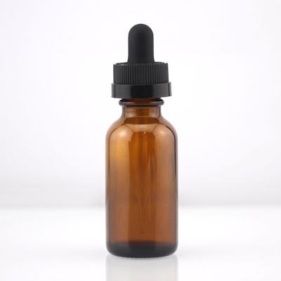 China OEM Amber Boston Round Glass Bottles 30ml Amber Dropper Bottles for sale