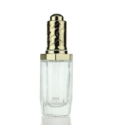 China Custom White Eyelash Glass Bottle With Gold Aluminum Dropper Glass Serum Bottle For Skin Care S026 for sale