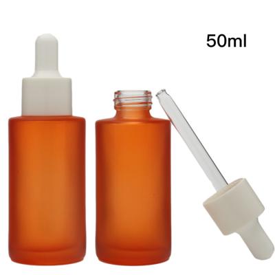 China Yuhua Serum Dropper Bottles Round Shape Matte 50ml Frosted Glass Bottles for sale