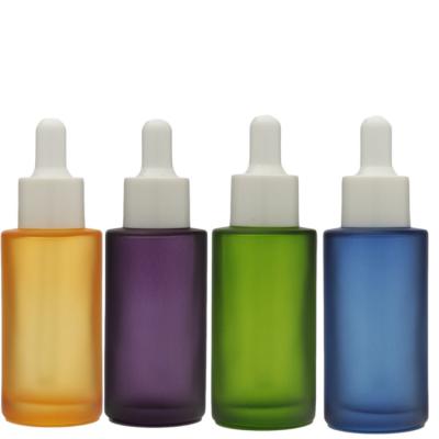 China Yuhua Serum Dropper Bottles Round Shape Matte 50ml Frosted Glass Bottles for sale