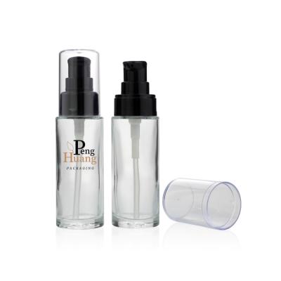 China Custom Empty Foundation Bottle 30ml For Makeup Packaging With Black Cap And Pump for sale