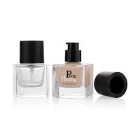 China Custom Empty Foundation Bottle 30ml For Makeup Packaging With Black Cap And Pump for sale