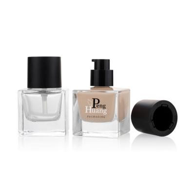 China Custom Empty Foundation Bottle 30ml For Makeup Packaging With Black Cap And Pump for sale