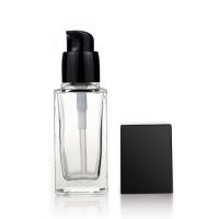 중국 빈 35ml 사각 화장용 유리병 서리로 덥은 메이크업 액체 기초 펌프 병 판매용