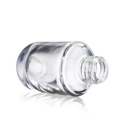 China China Empty Clear 30ml Glass Liquid Foundation Bottle With White Pump F139 Popular Shape Makeup for sale
