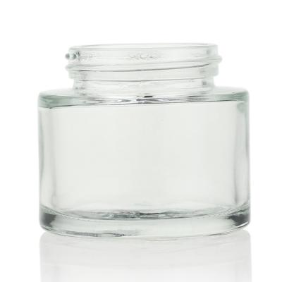 China Factory Price Wholesale Clear Cream Cosmetic Container Glass 50ml Cosmetic Jar for sale