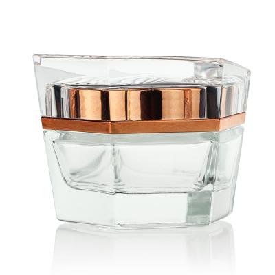 China Transparent 30g Glass Bottle Jar With Acrylic Cap for skincare for sale