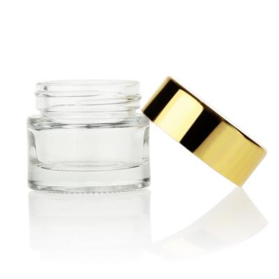 Cina Il cosmetico di lusso del vetro trasparente dell'OEM 10g stona la copertura dell'oro chiara per crema in vendita