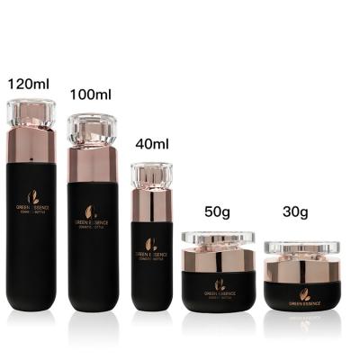 China Black 40ml-120ml Cosmetic Packaging Set For Skin Care Cream Lotion for sale