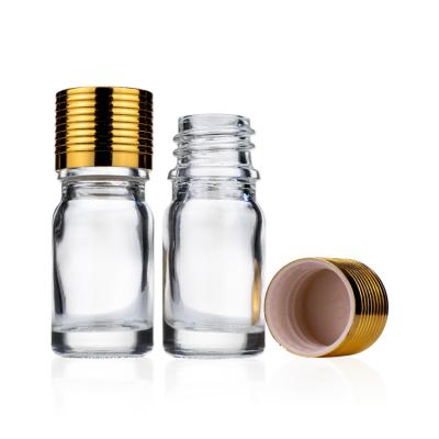 China Gold Dropper 5ml Oil Dropper Glass Bottle Transparent For Personal Care for sale