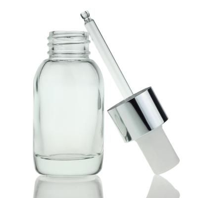 China Empty Clear Serum Dropper Bottles Round 50ml Frosted Glass Serum Bottle for sale