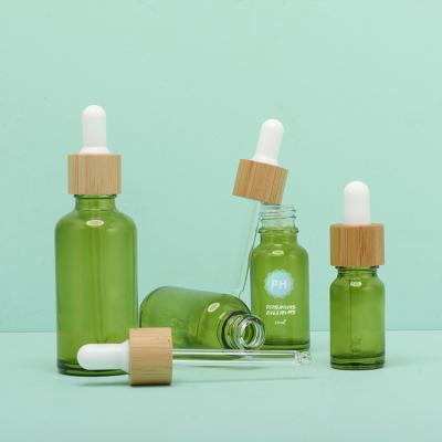 China Green Bamboo Essential Oil Dropper Bottle aluminum and plastic Collar for sale