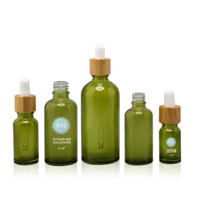 China Green Bamboo Essential Oil Dropper Bottle aluminum and plastic Collar for sale