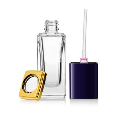 China Square Cosmetic Container Empty 30ml Clear Glass Foundation Bottle For Lotions F150 for sale