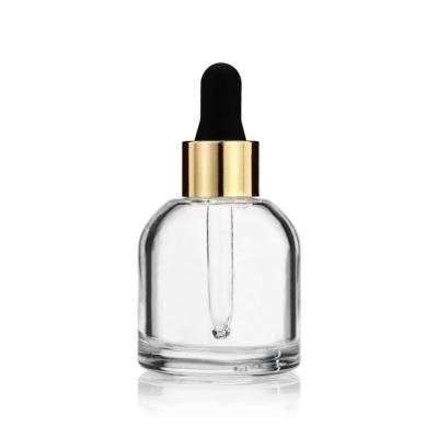 China 30ml Glass Serum Dropper Bottle Small Clear Hot Stamping for sale