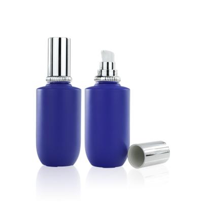 Cina Insieme di vetro blu cosmetico di trucco del barattolo della crema di cura di pelle della bottiglia della lozione 45ml in vendita